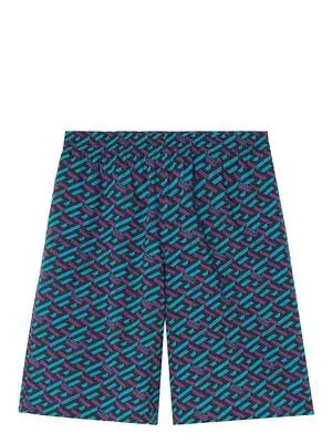 Versace La Greca Print Shorts - Blue/purple
