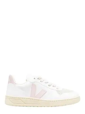 VEJA V-12 Leather Sneakers - White/pink