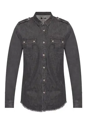 Balmain Cotton Denim Shirt - Black