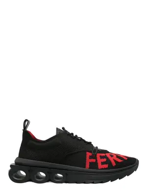 FERRAGAMO Knitted Running Sneakers Black/red