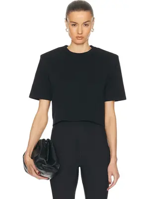 Wardrobe.NYC WARDROBE.NYC Cropped Shoulder Pad Top Black