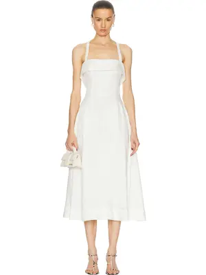 NICHOLAS Carmelia Banded Corset Midi Dress - Milk