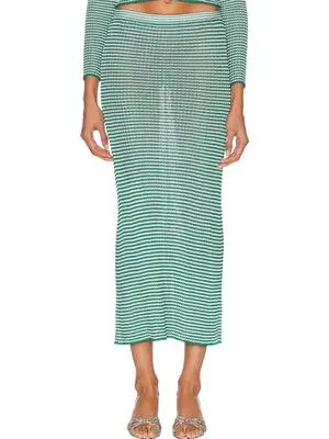 Calle Del Mar Micro Stripe Rib Skirt - Palm Green Stripe
