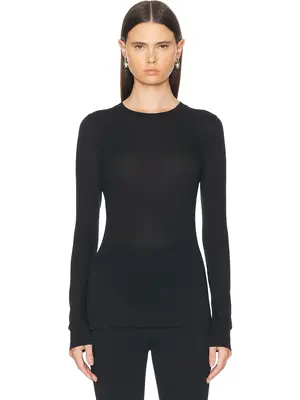 Wardrobe.NYC Fitted Long Sleeve Tee Black