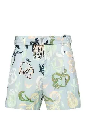 LANVIN Abstract-print Bermuda Shorts - Blue