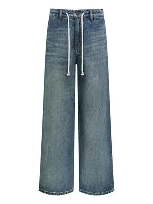 12 STOREEZ Mid-rise Wide-leg Denim Jeans - Blue