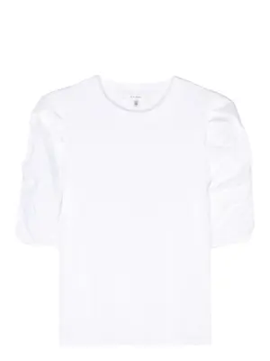 FRAME Puff-sleeve Organic Cotton T-shirt - White