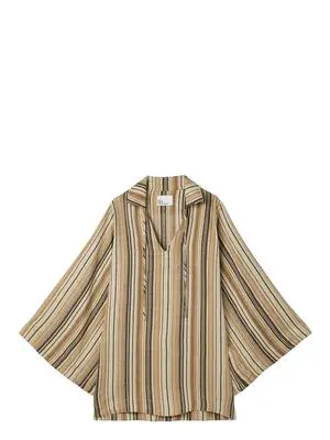 Lisa Marie Fernandez Striped Linen-blend Tunic - Brown