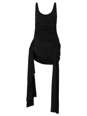 MUGLER Tie-detailed Draped Mini Dress - Black