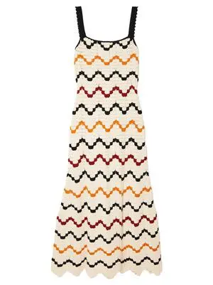 Escvdo Marea Crocheted Cotton Maxi Dress - Neutrals