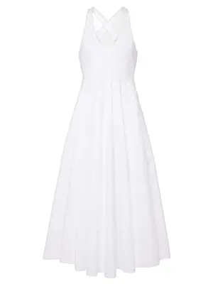 Alaïa Open-back Cotton Poplin Midi Dress - White