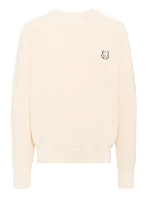 Maison Kitsuné Maison Kitsuné Signature Fox Embroidery Knitted Jumper Neutrals