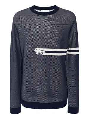 Maison Kitsuné Flash Fox Mesh Jumper - Blue