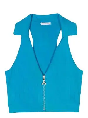 Patrizia Pepe Ribbed Zip-up Tank Top - Blue