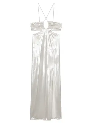 Patrizia Pepe Laminated Halterneck Midi Dress - White