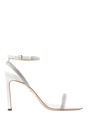 SERGIO ROSSI 100mm Rhinestone-embellished Satin Sandals - Silver