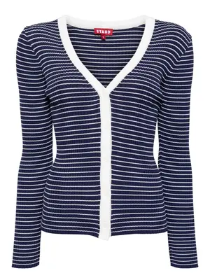 Staud Striped Cargo Cardigan - Blue