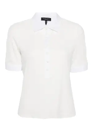 Rag & Bone Ribbed Cotton-modal Blend Polo Shirt - White