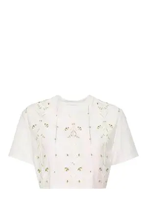 Giambattista Valli Embroidered Cropped Top - White