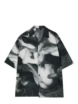 EGONLAB Graphic-print Cotton Shirt - Black