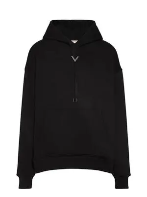 Valentino Garavani V-logo Plaque Hoodie - Black