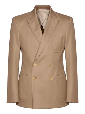 Valentino Garavani Double-breasted Cotton Blazer - Neutrals