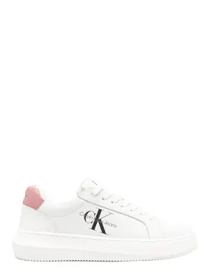 Calvin Klein Logo-print Leather Sneakers - White