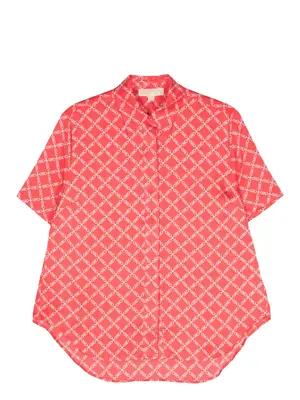 Michael Kors Empire Logo-print Satin Shirt - Pink