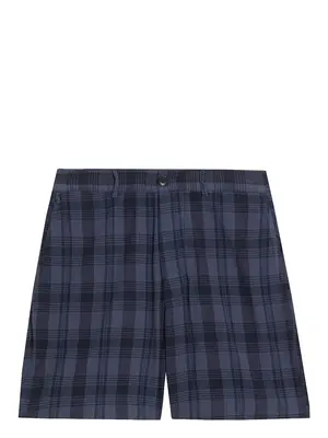 ALEX MILL Checked Cotton Shorts - Navy