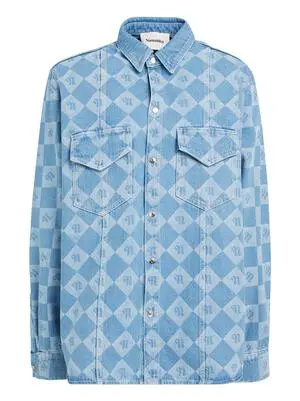 Nanushka Tristo Printed Denim Overshirt - Mid Denim
