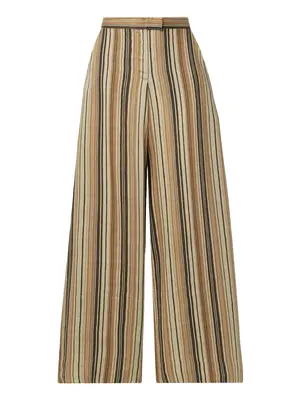 LISA MARIE FERNANDEZ Striped Linen-blend Wide-leg Pants