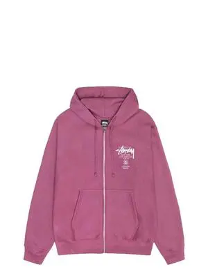 StÜssy World Tour Zip Hoodie - Berry