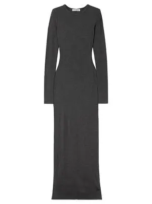 Eterne Long Sleeved Ribbed Maxi Dress - Gray