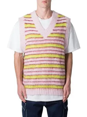 Mnml Striped Faux Mohair Sweater Vest - Purple