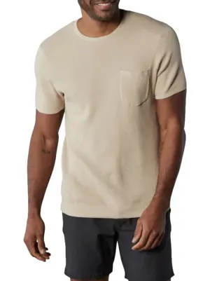 THE NORMAL BRAND Waffle Stitch Short Sleeve Sweater - Tan