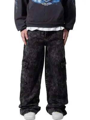 Mnml Void Baggy Cargo Jeans - Washed Black