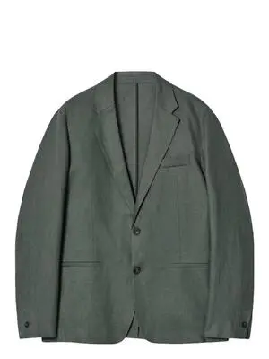 Cos Single-breasted Linen Blazer Green