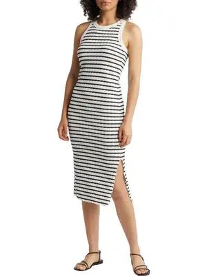 Loveappella Stripe Midi Tank Dress - Black/natural