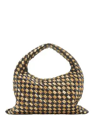 Bottega Veneta Bottega Veneta Small Hop Intrecciato Raffia And Leather Hobo Bag Fondant/natural