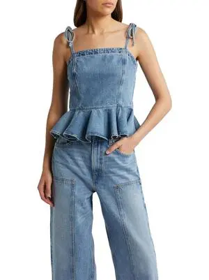 RE/DONE Re/Done Peplum Denim Camisole