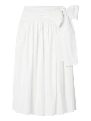 Magda Butrym Gathered Cotton-poplin Midi Wrap Skirt - White