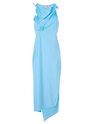 Coperni Floral-appliquéd Stretch-satin Gown - Blue