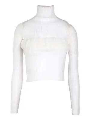 MSGM Embellished Knit Top - White