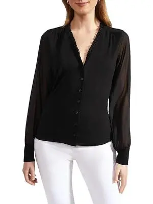 HOBBS LONDON Talisa Frill Neck Cardigan - Black