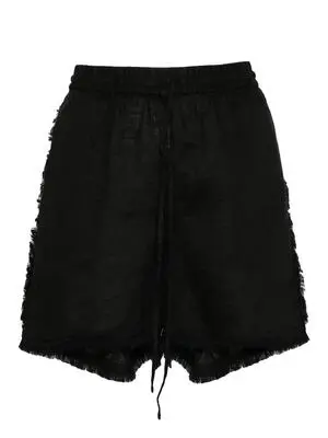 P.a.r.o.s.h Logo-embroidered Frayed Shorts - Black
