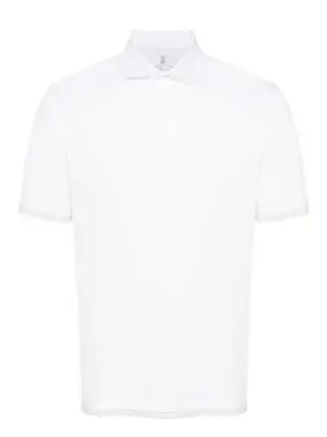 Brunello Cucinelli Contrasting-trim Cotton Polo Shirt - White