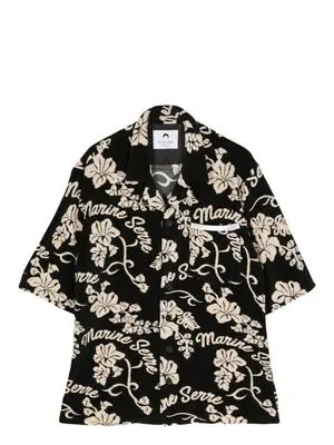 MARINE SERRE Patterned-jacquard Terry-cloth Shirt - Black