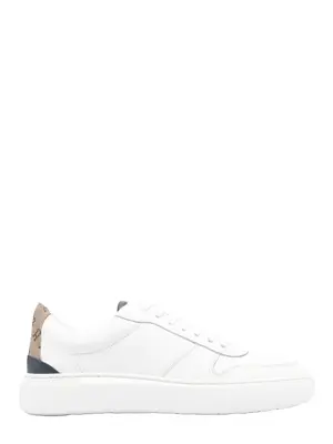 Herno Monogram-heel Leather Sneakers - White