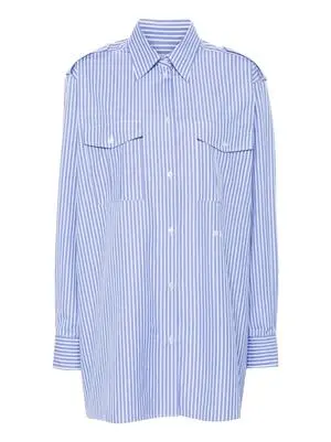 MSGM Logo-embroidered Striped Shirt