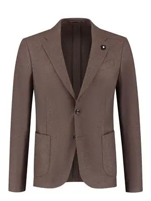 LARDINI Brooch-detail Single-breasted Blazer - Brown